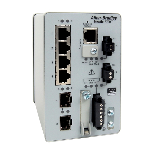 Allen-Bradley Stratix 5700 Managed Switch 6 Ports, 4 x 100MB Copper & 2 x 1GB Fiber SFP Slots, Full