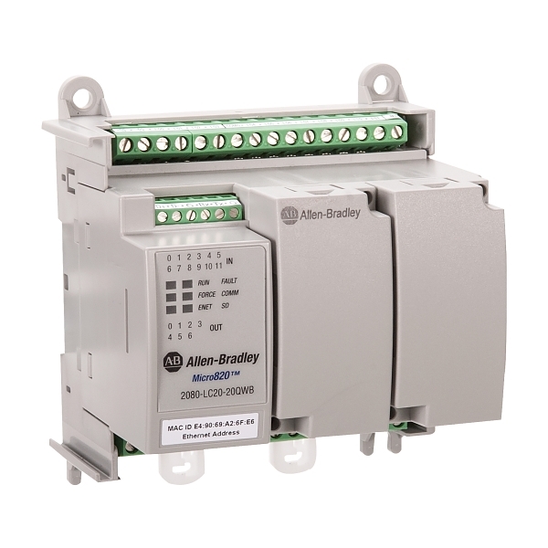 Allen-Bradley Micro820 Controller 8DI 4Ai Configurable 7DO Source 1AO Ethernet RS232/485 24VDC