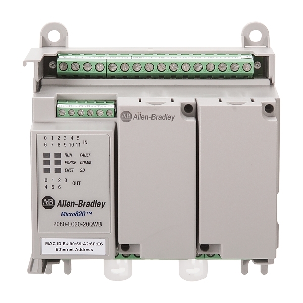 Allen-Bradley Micro820 Controller 8DI 4Ai Configurable 7DO Relay 1AO Ethernet RS232/485 24VDC