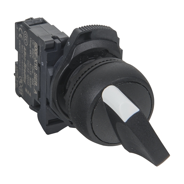 Allen-Bradley 800F Selector Switch 22.5 mm Complete PLT STD Knob 2 Position Maint Black 1NO