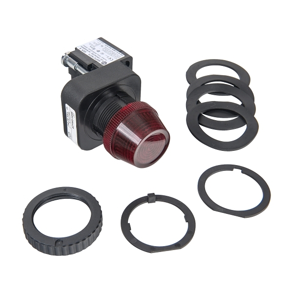 Allen-Bradley 800H Pilot Light 30.5mm LED Incandescent 12 to 130V AC DC Red