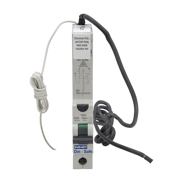 NHP DIN-T Residual Current Device Long Body w/ Overcurrent 10kA 16A ...