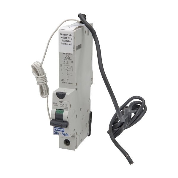 NHP DIN-T Residual Current Device Long Body w/ Overcurrent 10kA 16A ...