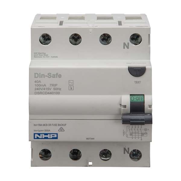 NHP DIN-T Residual Current Circuit Breaker RCCB 3Pole and Neutral 80A ...