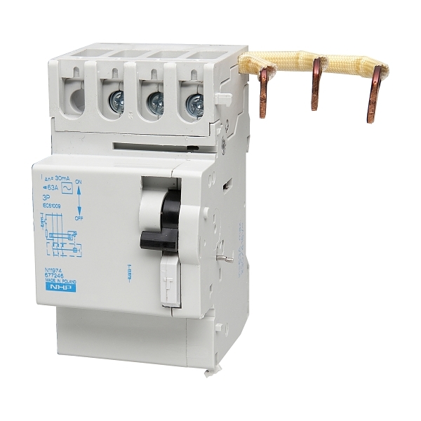 NHP DIN-T DINSAFE Residual Current Devices Add on module Clip On 3Pole ...