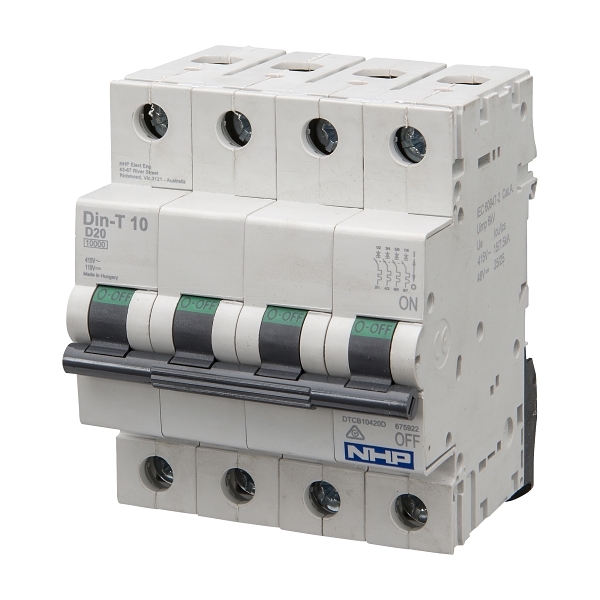 NHP DIN-T Miniature Circuit Breaker 10kA 4Pole 63A D Curve