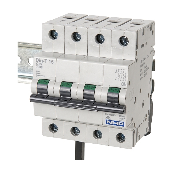 NHP DIN-T Miniature Circuit Breaker 25kA 4Pole 6A C Curve