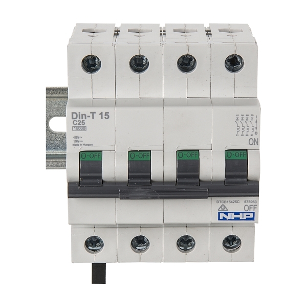 NHP DIN-T Miniature Circuit Breaker 15kA 4Pole 63A C Curve