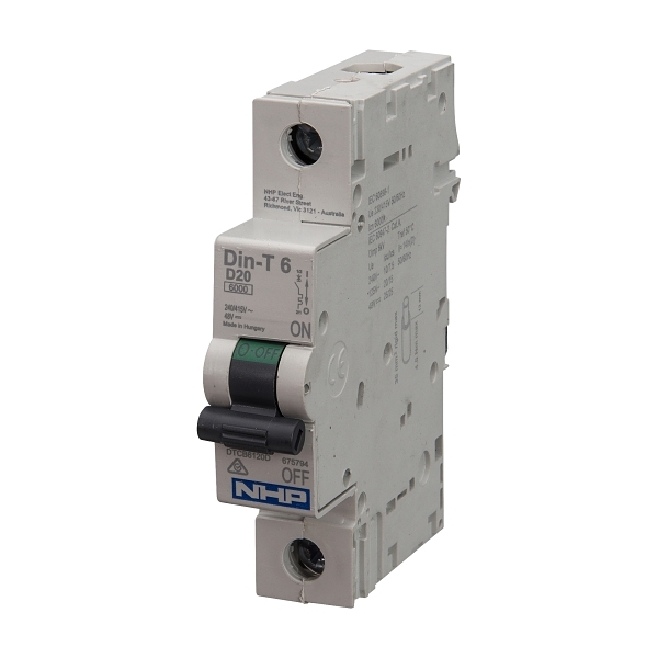 NHP DIN-T Miniature Circuit Breaker 6kA 1Pole 25A D Curve