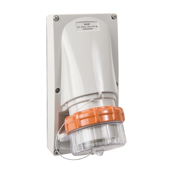 NHP ISO Appliance Inlet, 4 Round Pins 20A 500V AC, w/o Base, Grey