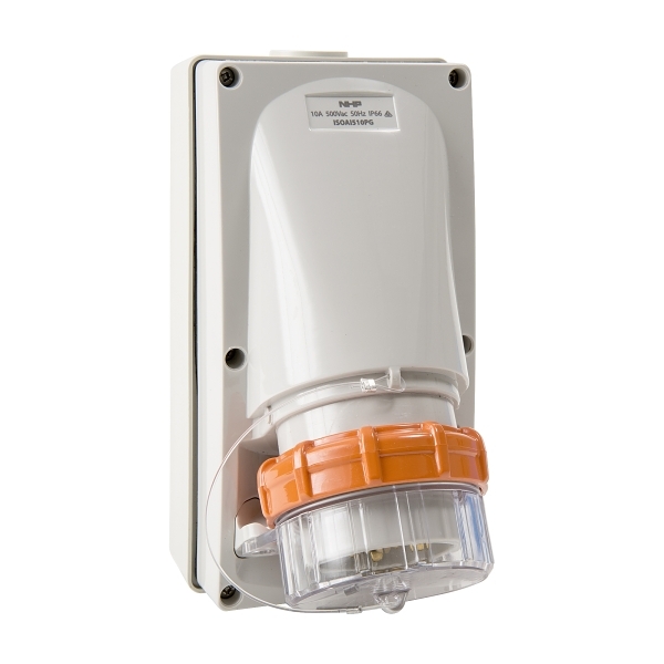 NHP ISO Appliance Inlet, 5 Round Pins 10A 500V AC, w/ Base 38mm, Base