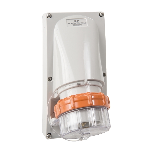 NHP ISO Appliance Inlet, 5 Round Pins 20A 500V AC, w/o Base, Grey