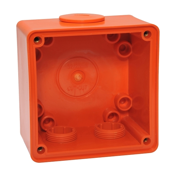 NHP ISO Back Box/Base, 1 Gang - Large 63mm depth, Resistant Orange