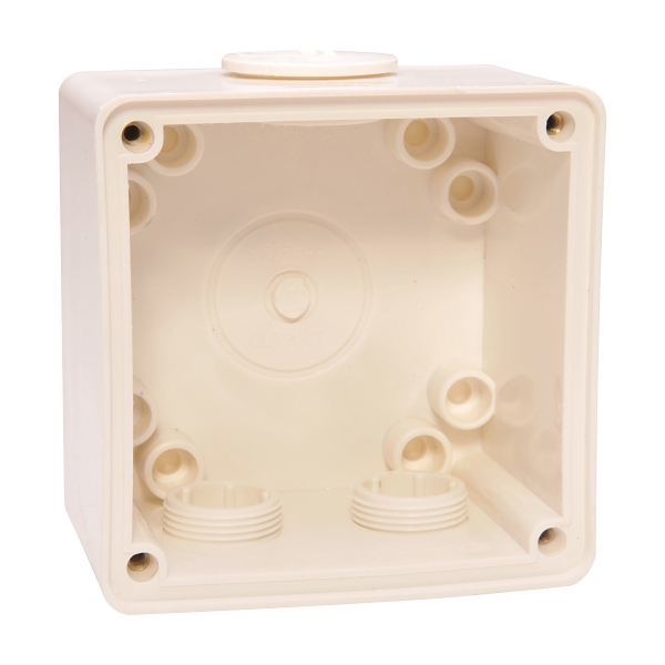 NHP ISO Back Box/Base, 1 Gang - Large 63mm depth, Resistant White