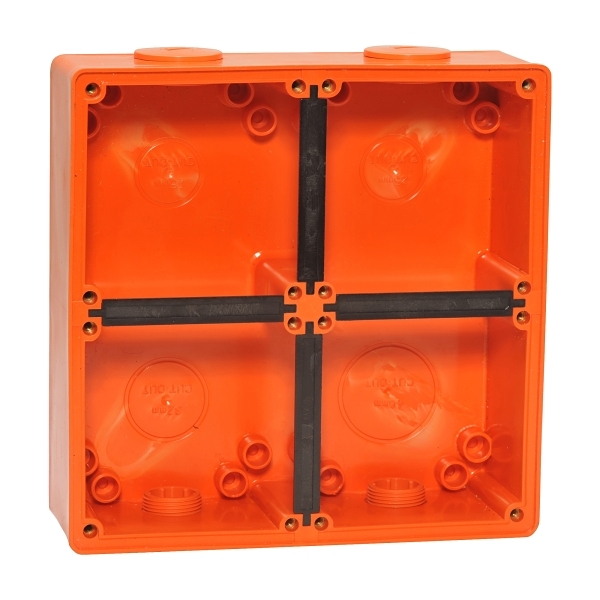NHP ISO Back Box/Base, 4 Gang (2 x 2) - Large 63mm depth, Resistant Orange