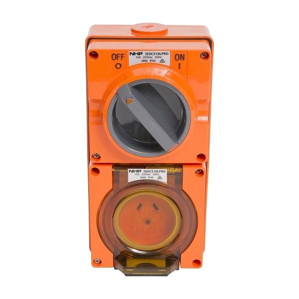 NHP ISO Switched Socket Outlet, 2 Flat Pins + 1 Round Earth 10A 250V AC ...