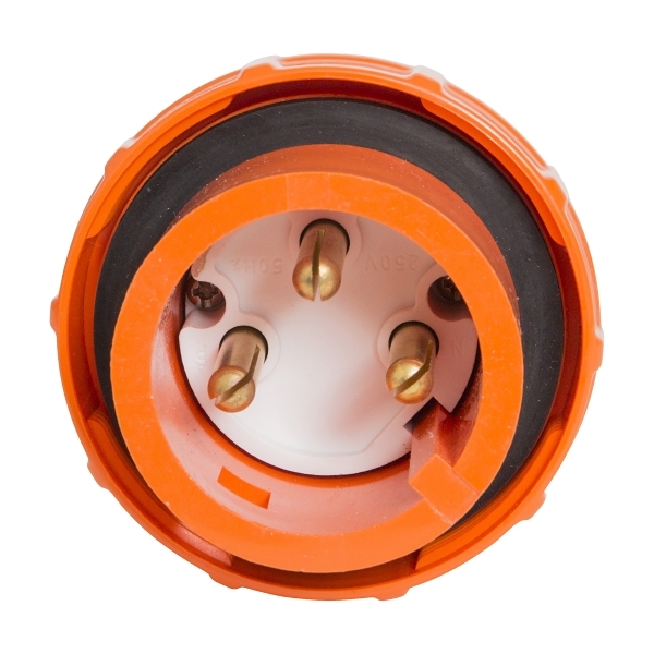NHP ISO Plug - Straight, 3 Round Pins, 20A 250V AC, Resistant Orange