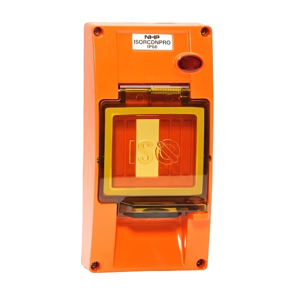 NHP ISO Cover - RCD, 2 Gang - 45mm depth, Resistant Orange
