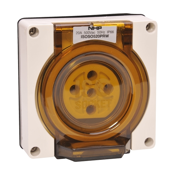 NHP ISO Socket Outlet, 5 Round Pins 20A 500V AC, w/o Base, Resistant White
