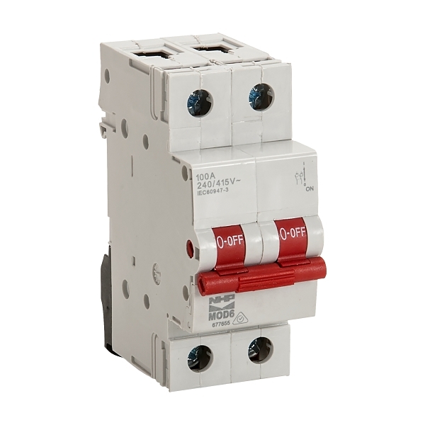 NHP MOD6 Miniature Circuit Breaker Main Switch 2Pole 100A