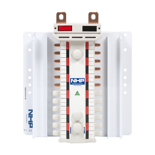 NHP POWERMAX DIN T NC Busbar Chassis 250A 24 Way 2Pole Top Feed Red Black