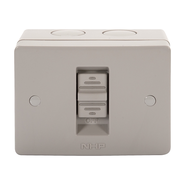 NHP NLINE Surface Switch, Large IP 66 Plastic, 1 Gang, 2 Pole 20A 250V AC