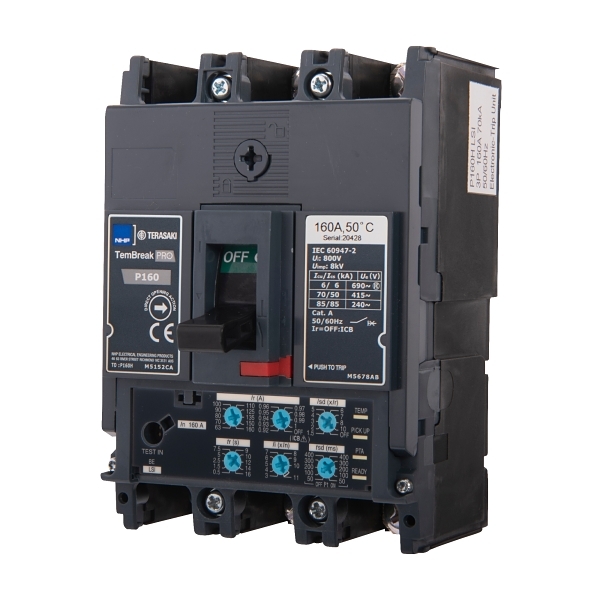 Terasaki TemBreak PRO MCCB 160 Frame 70kA 3P 160A Basic Electronic with GF