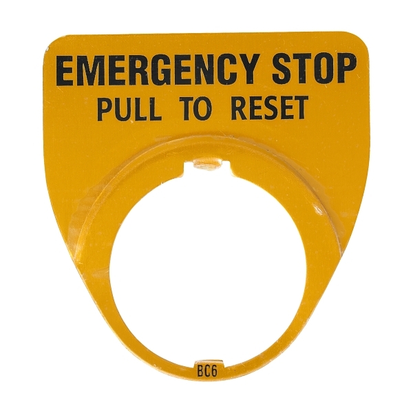 Austrol N100 Legend Plate Emerg Stop Pull To Reset Yellow for E Stop ...