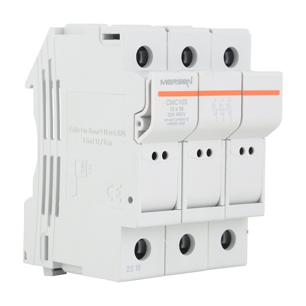 Mersen CM Cylindrical Fuse Holder 10 X 38mm 690V AC 32A 3Pole