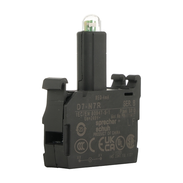 Sprecher and Schuh D7 Integrated LED Module Latch Mount 240V AC Red