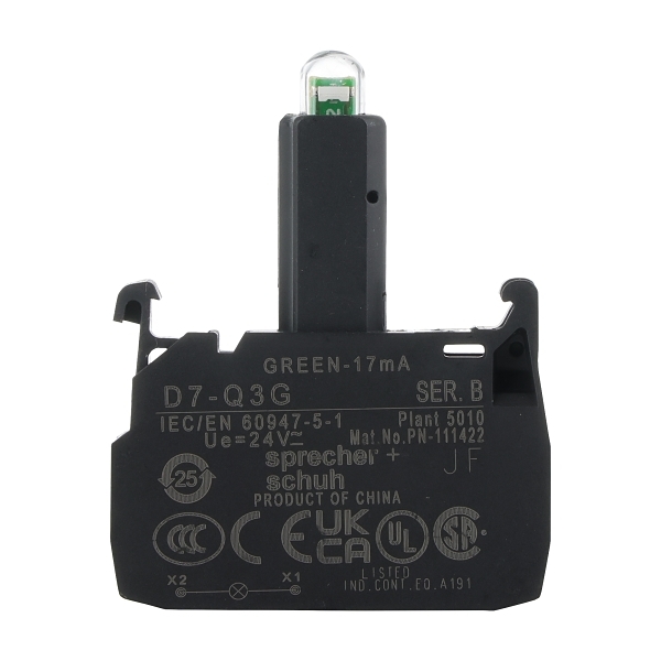 Sprecher and Schuh D7 LED Module Spring Clamp Screwless LED Green 24V ...
