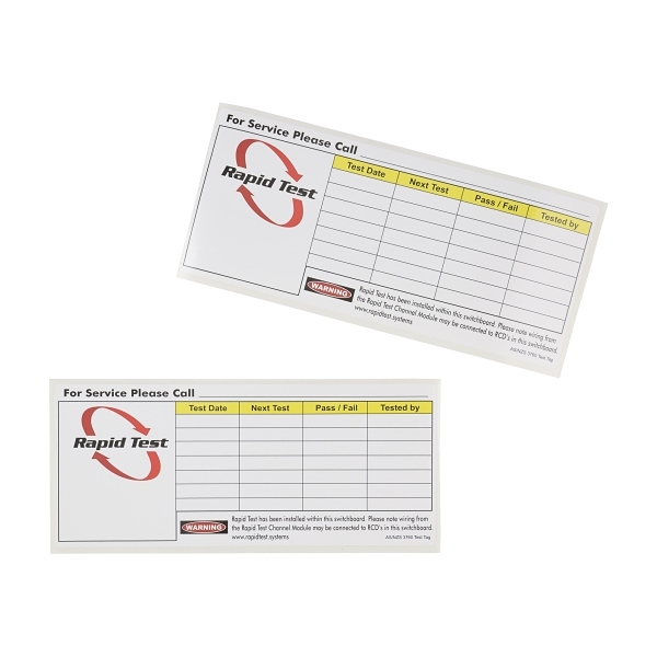 Rapid Test RCD Testing System Accessory Sticker Qty 10