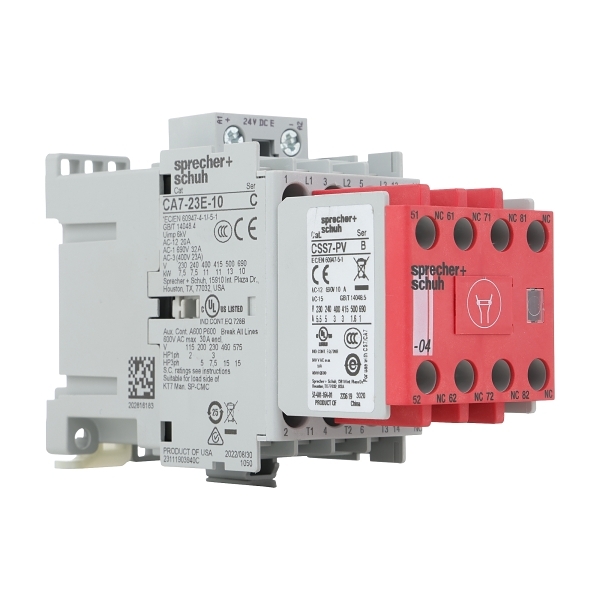 S&S CAS7 Safety Contactor 11kW 3Pole 24VDC Coil 1NO 4NC Contact Auxiliary