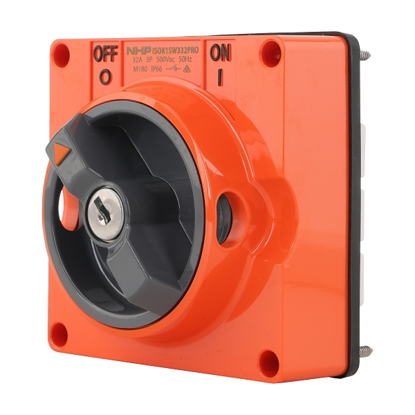 NHP ISO Surface Switch - Key, Lock in OFF, 3 Pole 32A 500V AC, w/o Base ...