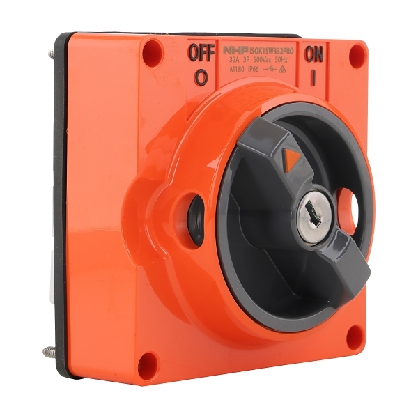 NHP ISO Surface Switch - Key, Lock in OFF, 3 Pole 32A 500V AC, w/o Base ...