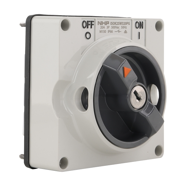 NHP ISO Surface Switch - Key, Lock in ON/OFF, 3 Pole 20A 500V AC, w/o ...