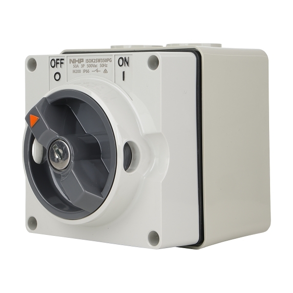 NHP ISO Surface Switch - Key, Lock in ON/OFF, 3 Pole 50A 500V AC, w ...