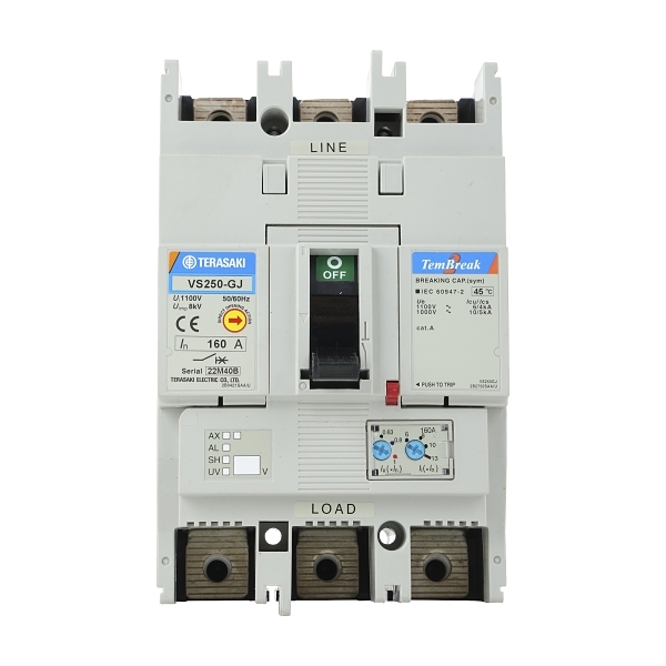 Terasaki TemBreak 2 MCCB 250 Frame 1000V AC 10kA 3P 160A Thermal Magnetic