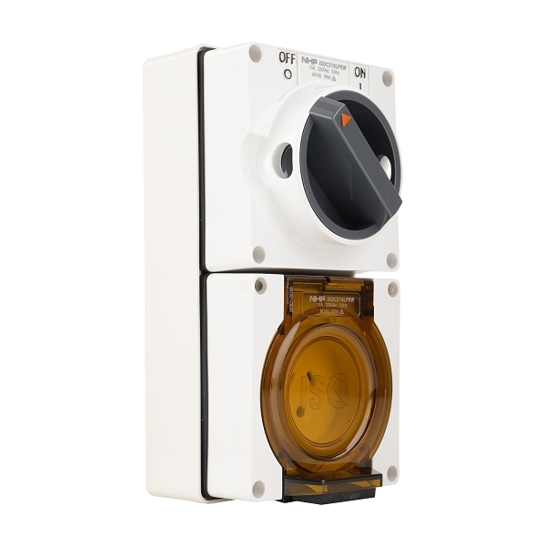 NHP ISO Switched Socket Outlet, 2 Flat Pins + 1 Round Earth 10A 250V AC ...