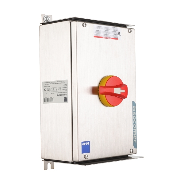Socomec ISO Enclosed Isolator, IP 65 Stainless Steel, Handle - Red, 3P 100A