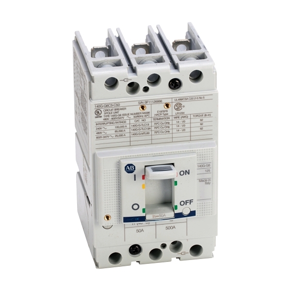 Allen-Bradley 140G MCCB G Frame 70kA 3P 50A Fixed Thermal Magnetic