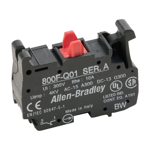 Allen-Bradley 800F No Latch Spring-Clamp Contact Block 1 N.C. for 22.5 ...