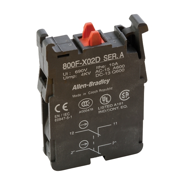Allen-Bradley 800F No Latch Screw Contact Block 1 N.C. for 22.5 mm ...