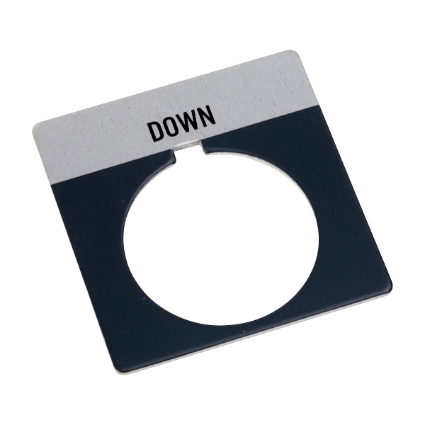 Allen-Bradley 800T Legend Plate 46 x 47mm Gray DOWN for 30.5mm Pushbutton