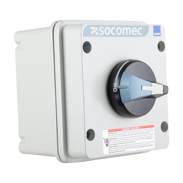 Socomec ISO Enclosed Isolator, IP 65 Aluminium Grey, Handle - Blue, 3P 25A
