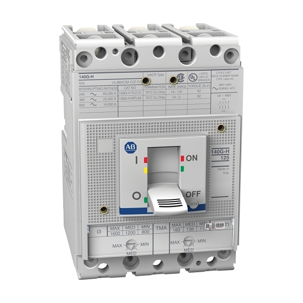 Allen-Bradley 140G MCCB H Frame 36kA 3P 100A Adjustable Thermal Magnetic