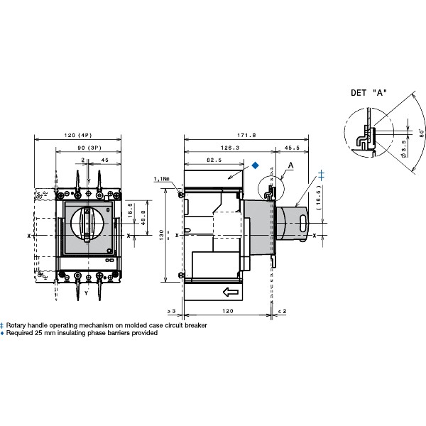Allen-Bradley 140G Rotary Handle Direct Black 140G H J Frames Black