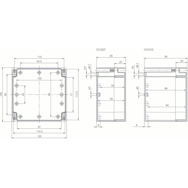 Fibox Euronord Terminal Box ABS IP66 and IP67 H120 x W122 x D95mm