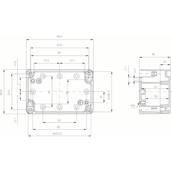 Fibox Euronord Terminal Box Aluminium IP66 and IP67 H66 x W100 x D46mm