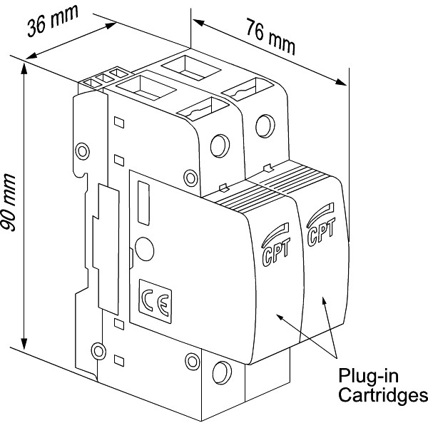 Cirprotec PSC Surge Protection Device Type 1 & 2 1 Phase L-N & N-PE ...